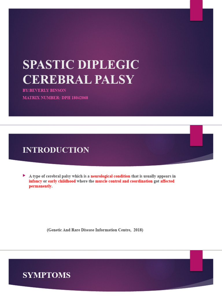 Spastic Diplegic Cerebral Palsy Overview | PDF | Diseases And Disorders ...