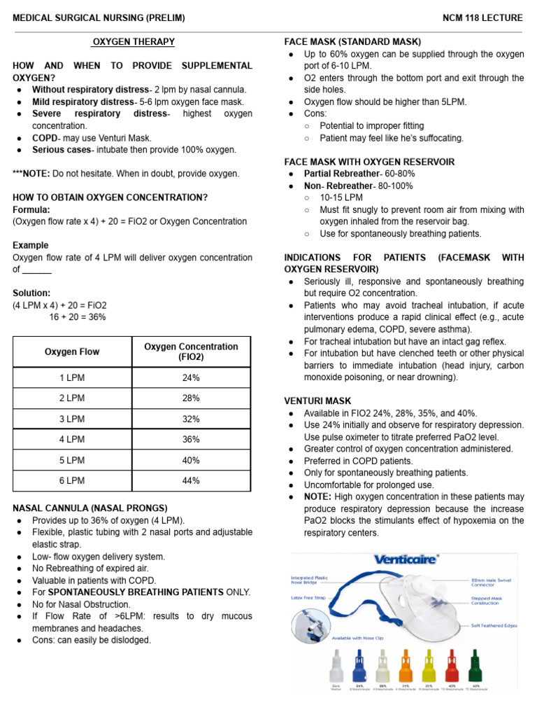 NCM 118 Lec Prelim 2 | PDF | Pulmonology | Respiration