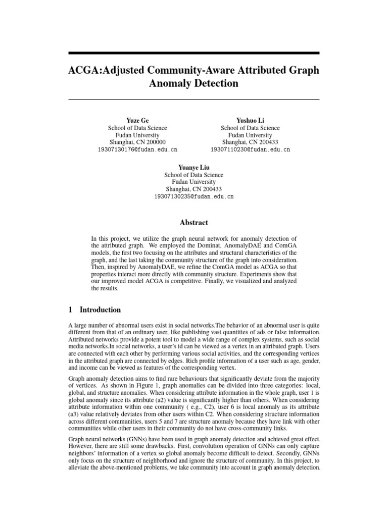 Adjusted Community-Aware Attributed Graph Anomaly Detection | PDF | Systems Science | Systems Theory