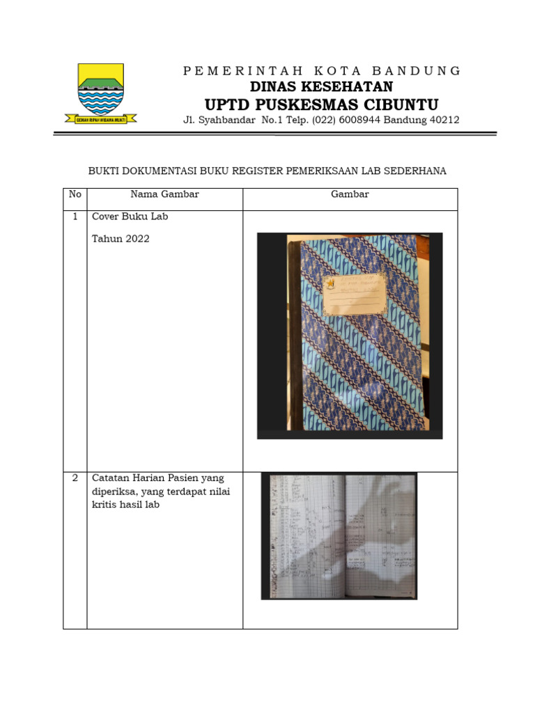 5.3.2.b. (3) .Bukti Dokumentasi Buku Register Lab Cibuntu 2022 | PDF