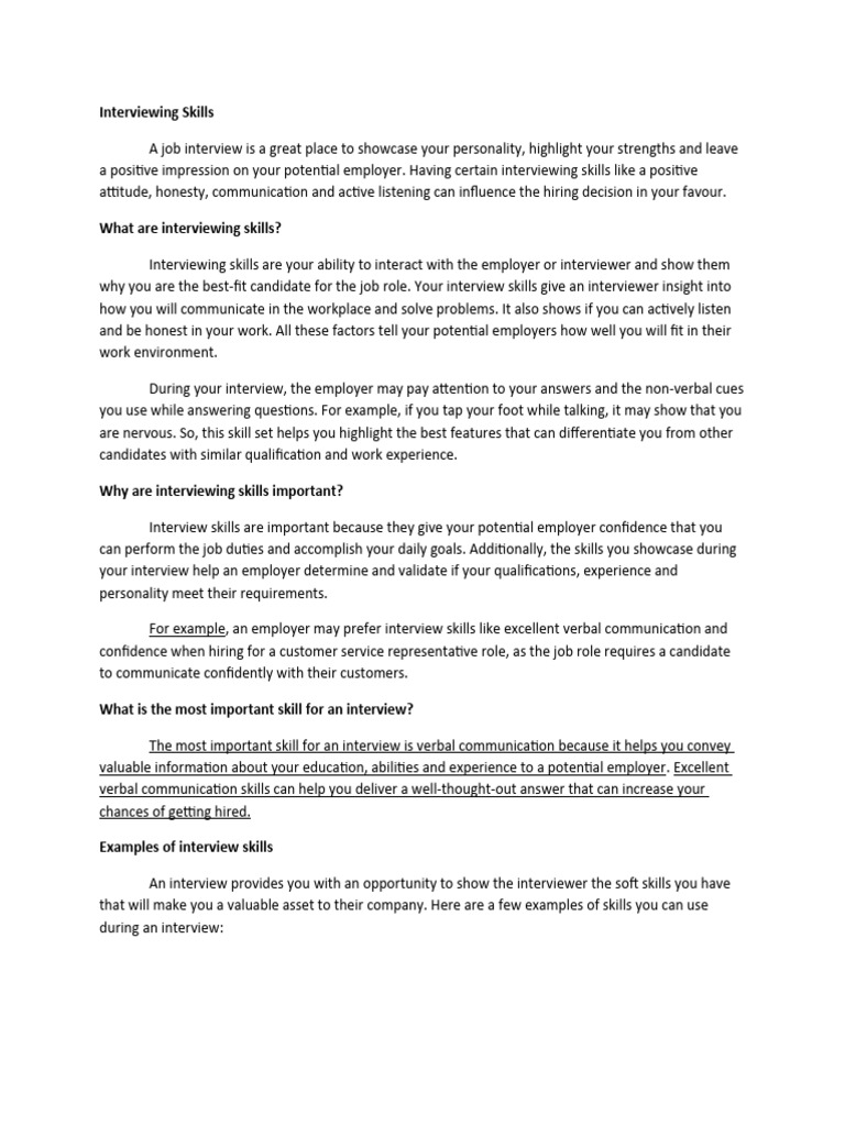 Essential Interviewing Skills Guide | PDF | Nonverbal Communication ...