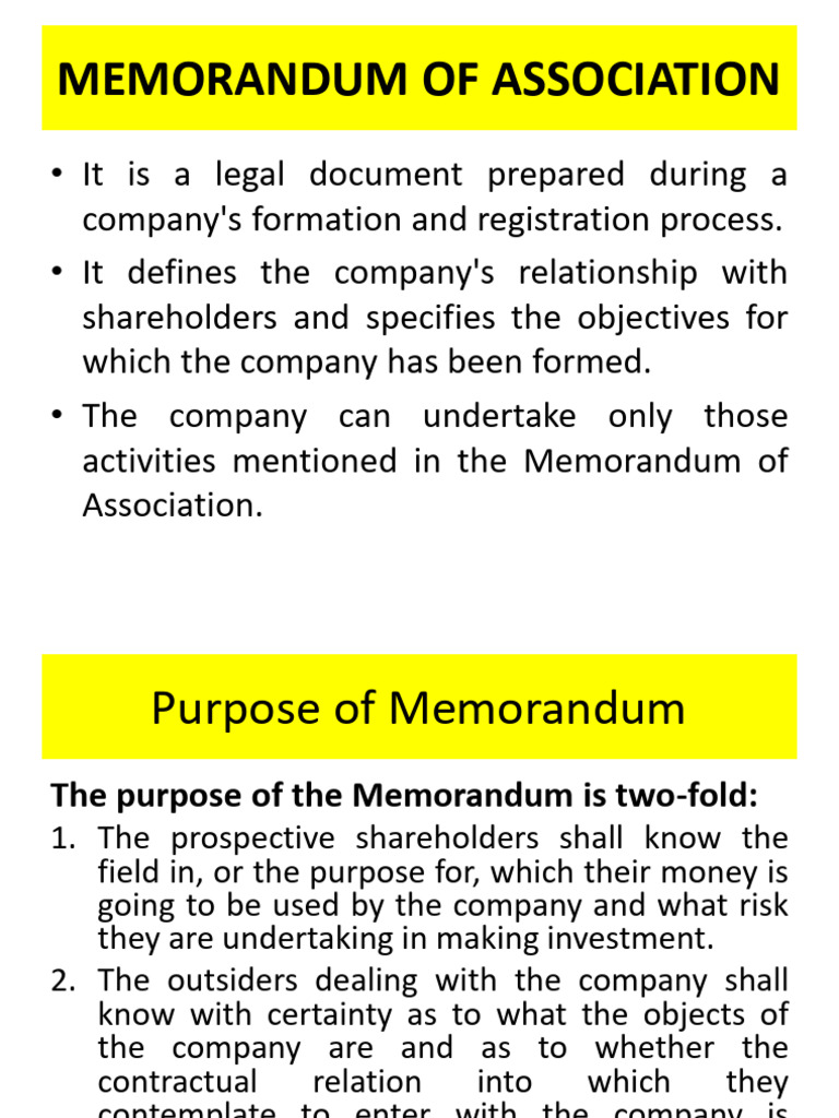 Memorandum of Association | PDF