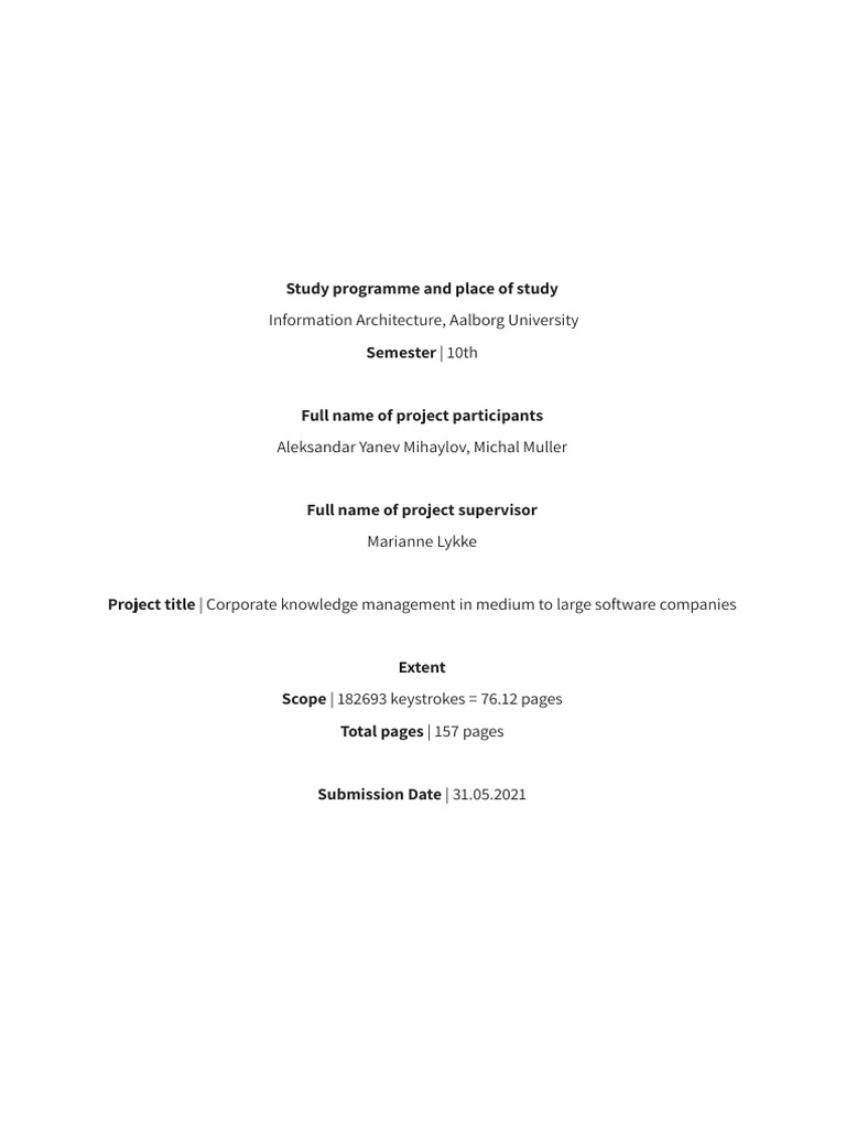 Corporate Knowledge Management in Medium To Large Software Companies - Master Thesis | Download ...