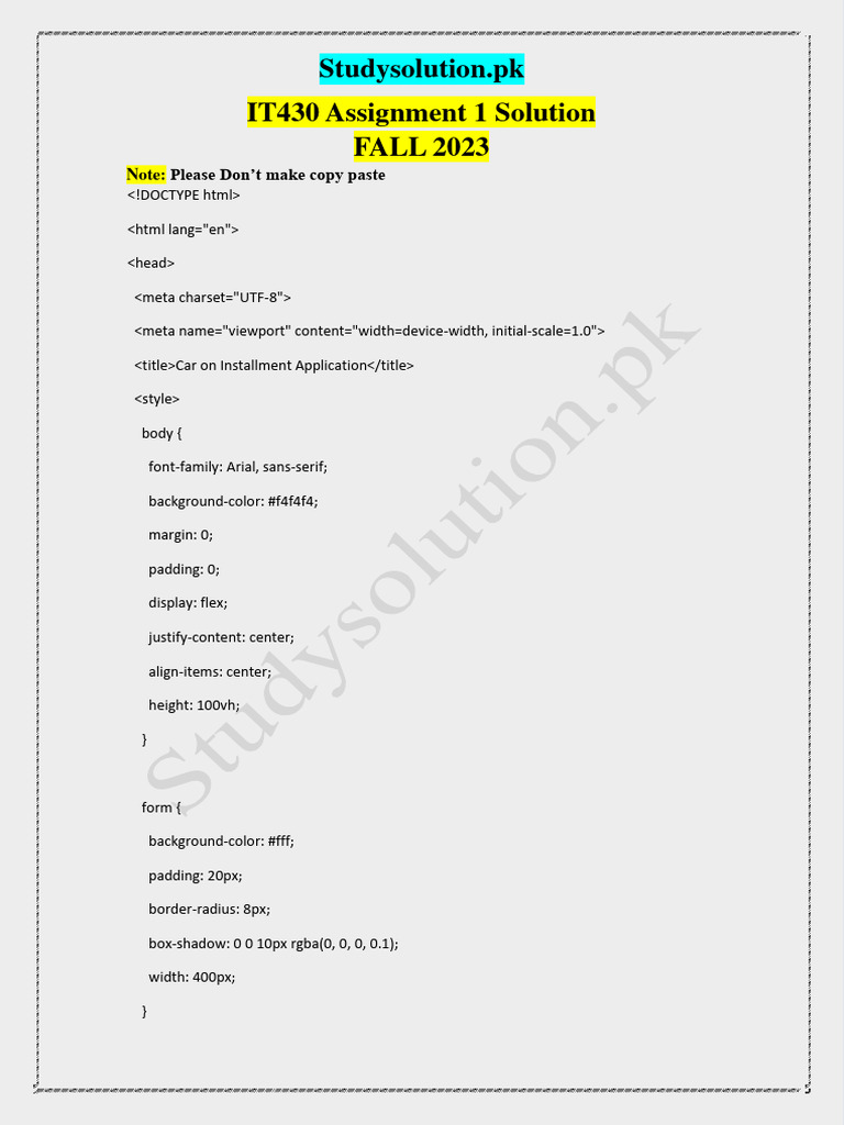 IT430 Assignmnt 1 Solution 2023 | PDF | Computers