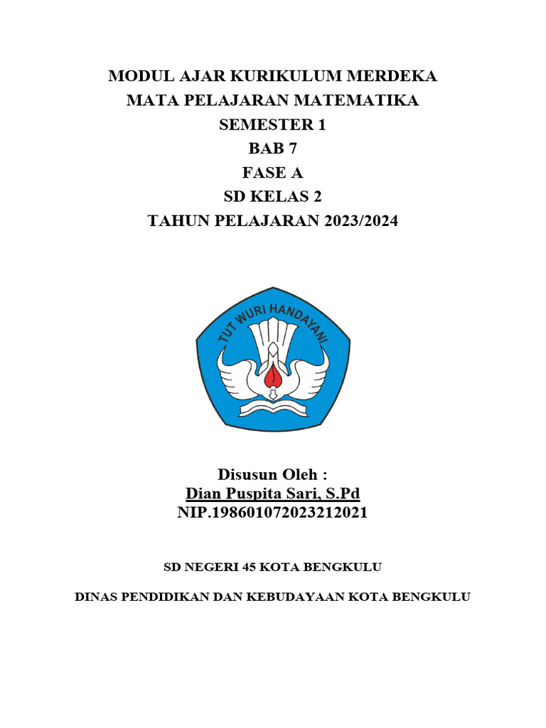 Modul Ajar MTK Kelas 2 - BAB 7 | PDF