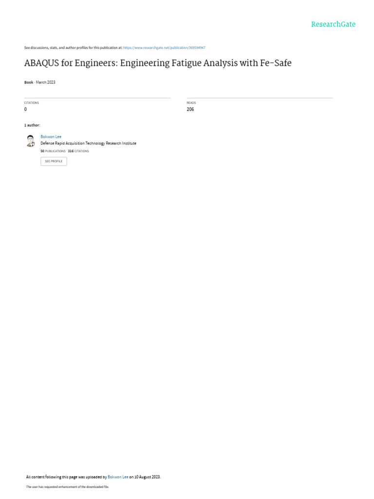 2023 Abaqus For Engineers Fe Safe Research Gate Preview | PDF ...