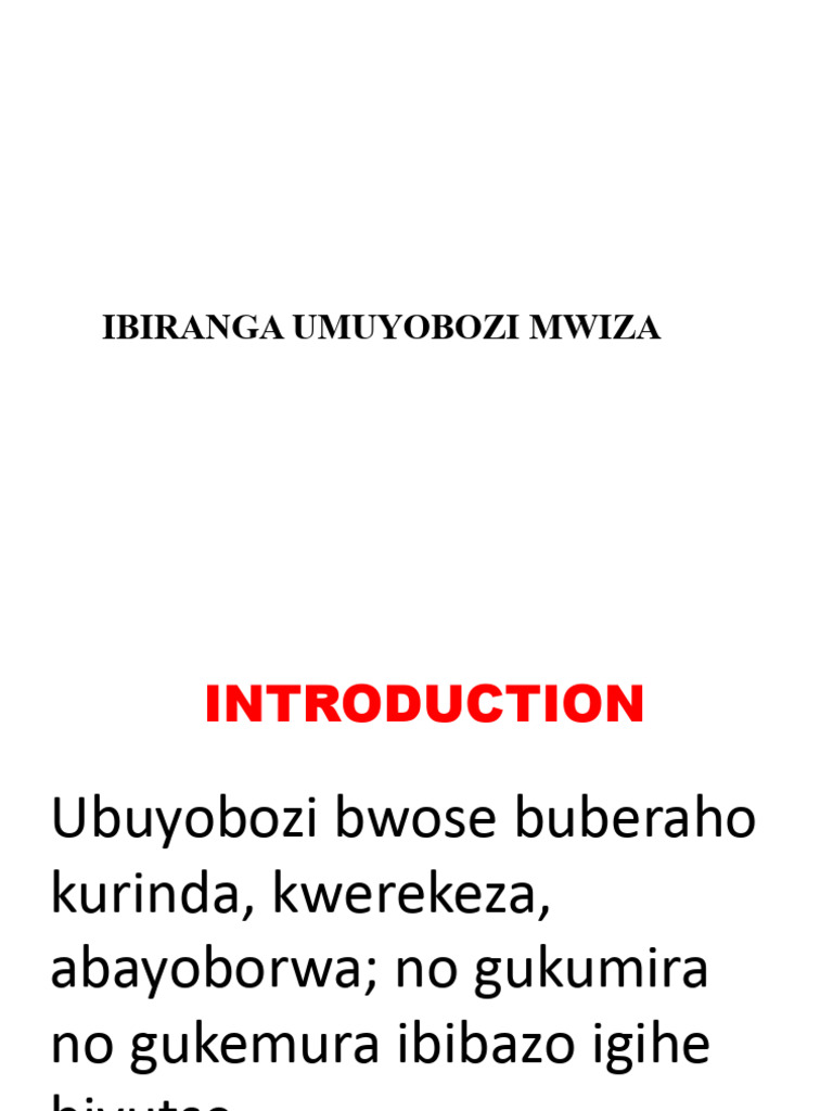Ibiranga Umuyobozi Mwiza | PDF