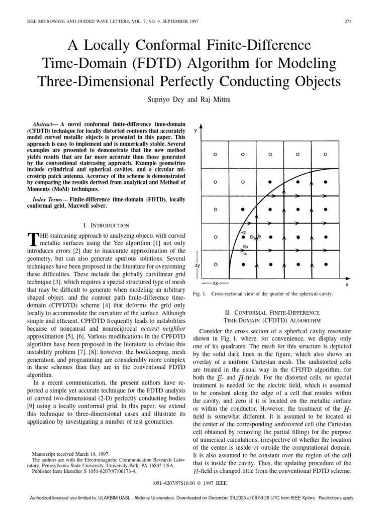 A Locally Conformal Finite Difference Time Domain Fdtd Algorithm For Modeling Three Dimensional