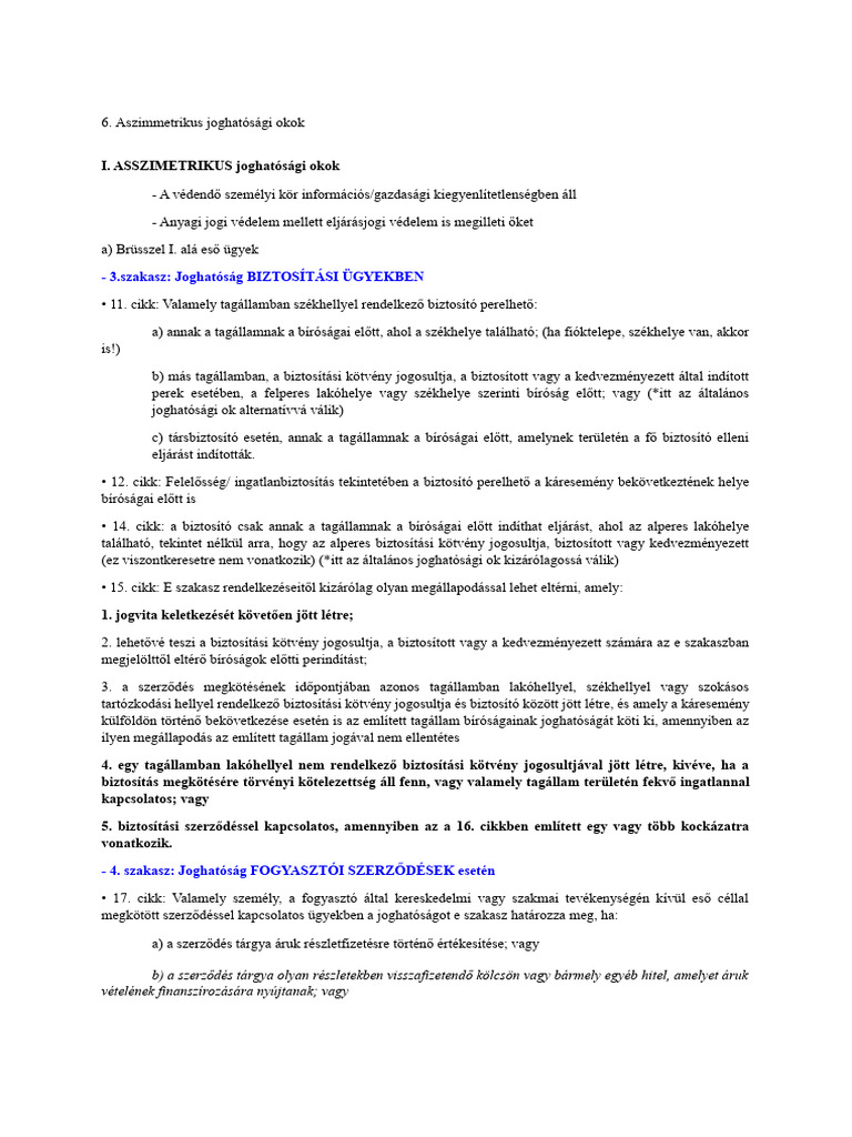 Aszimmetrikus Joghatósági Okok | PDF