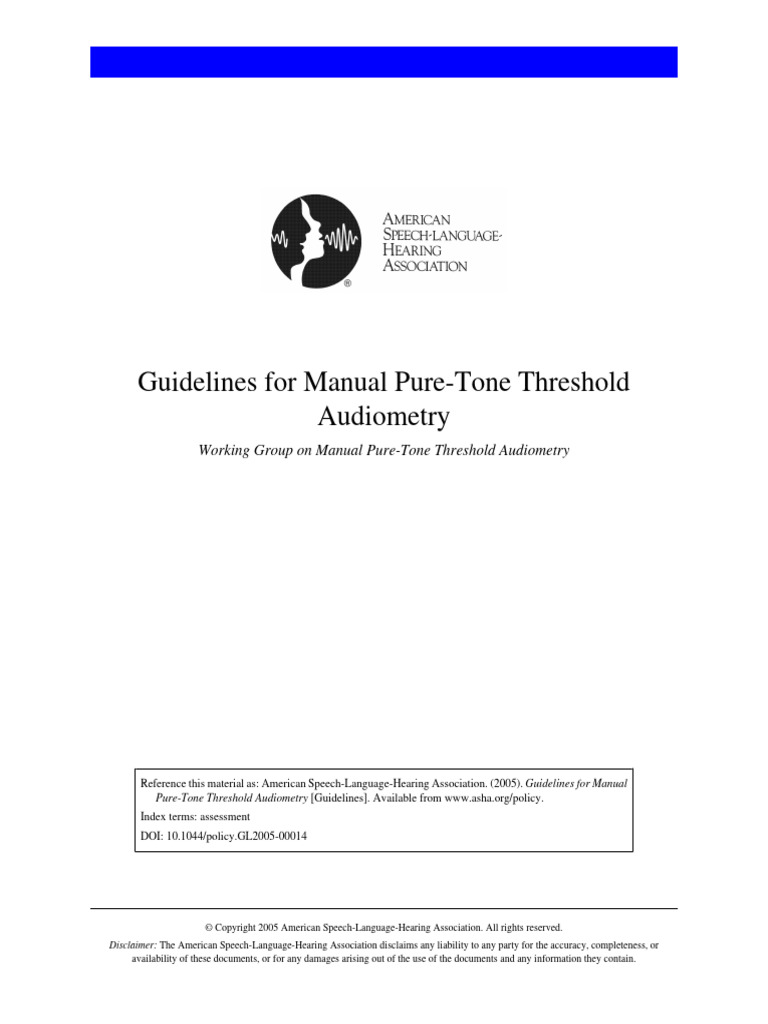 ASHA GuidelinesForManualPure-ToneThresholdAudiometry | PDF
