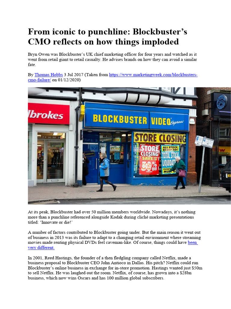 Blockbuster From Iconic To Punchline | PDF | Brand | Netflix