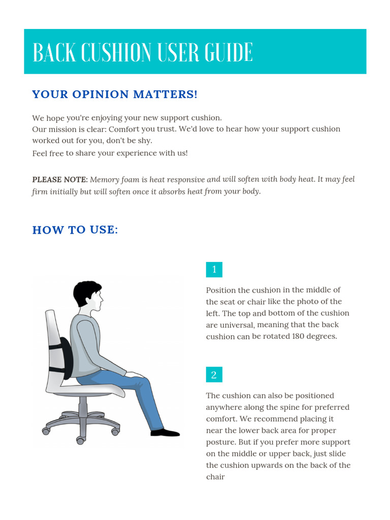 Back Cushion User Guide & Care | PDF | Manufactured Goods