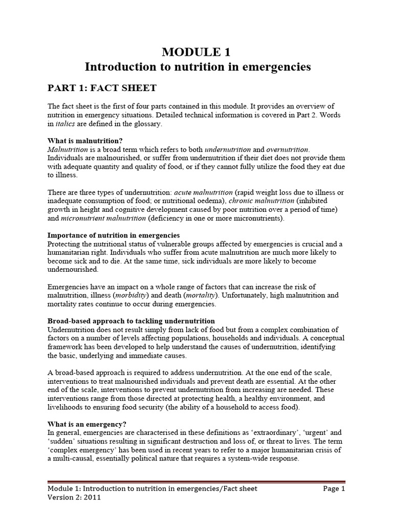 HTP Module 1 Fact Sheet | PDF | Malnutrition | Nutrition