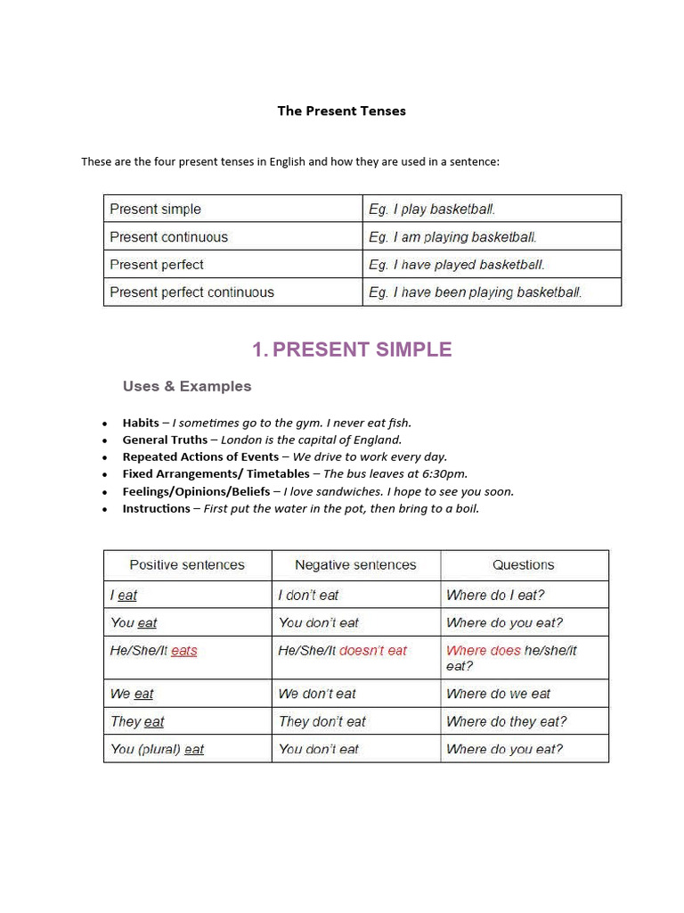 Present Tense | PDF
