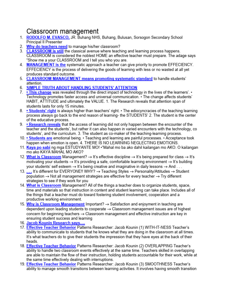 Class Management 12 | PDF