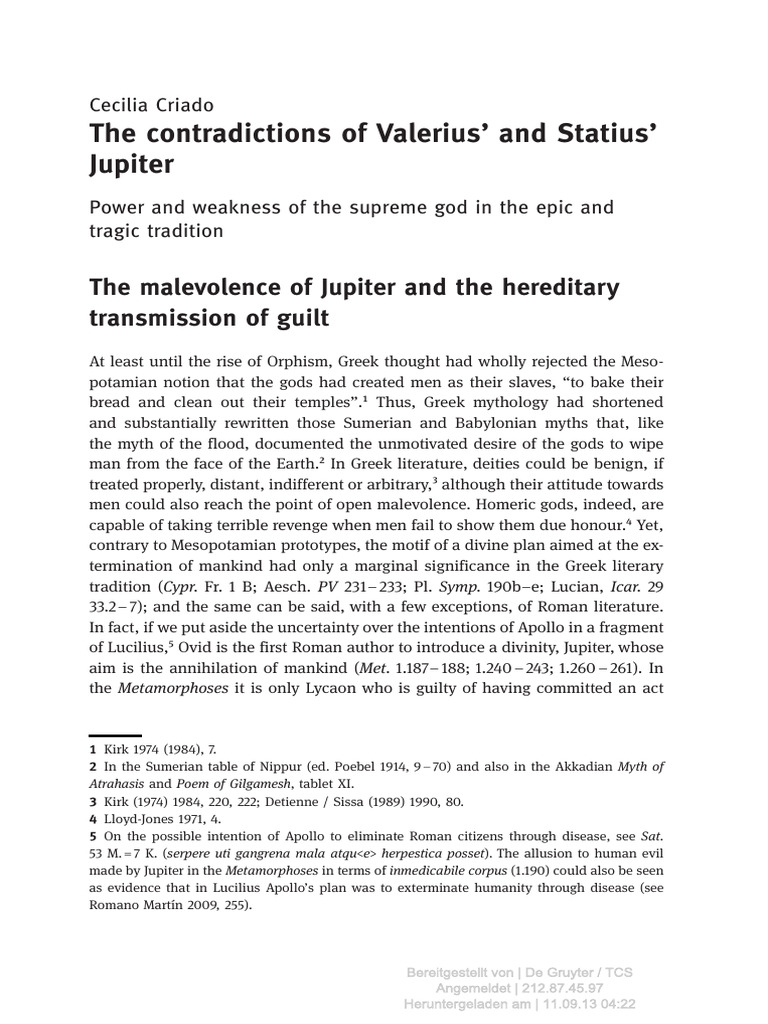 The Contradictions of Valerius' and Statius' Jupiter. Power and ...