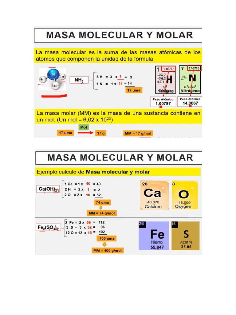 Peso Molecular y Masa Molar | PDF