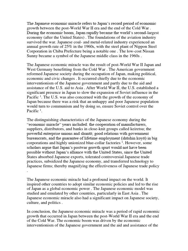 The Japanese Economic Miracle Brief | PDF | Economies
