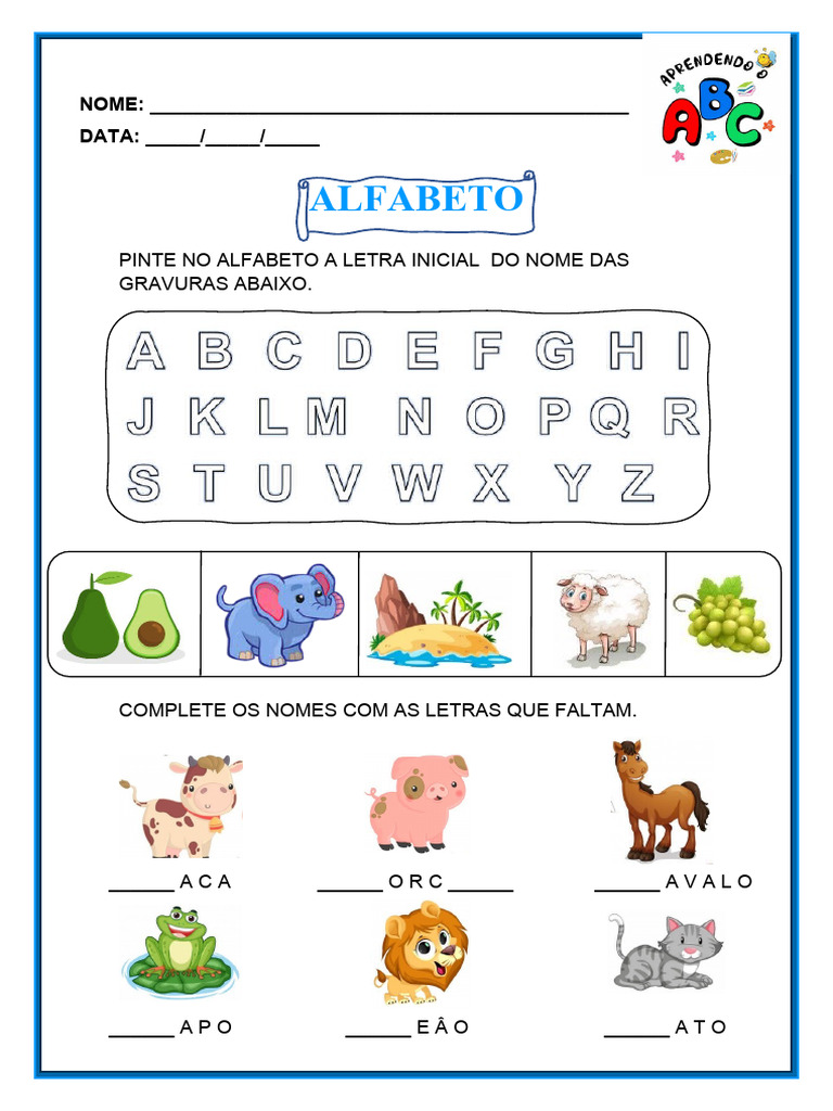 Atividade Do Alfabeto - 01 | PDF