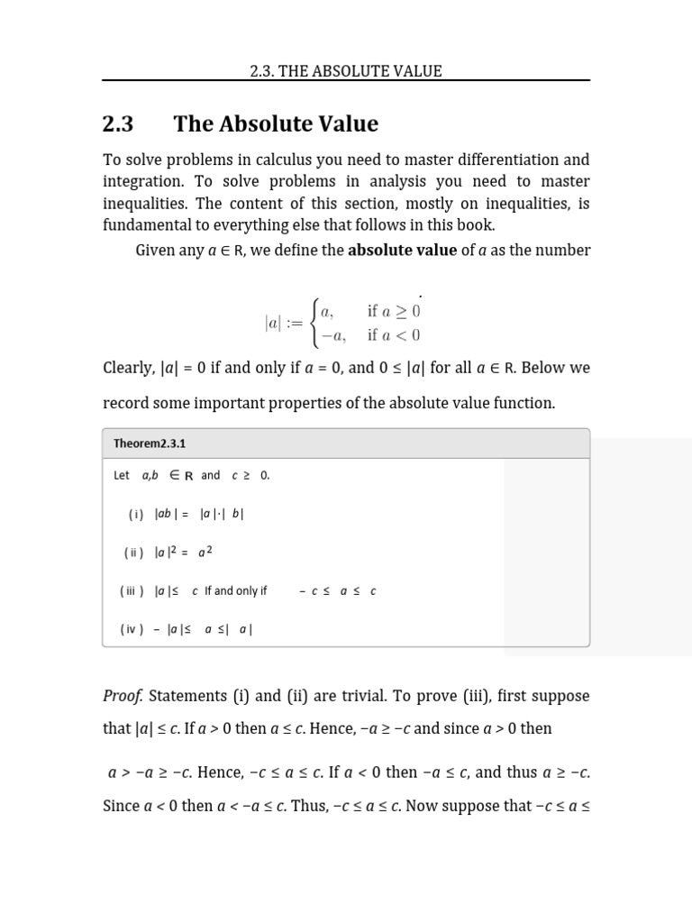 Absolute Value | PDF | Inequality (Mathematics) | Mathematical Analysis