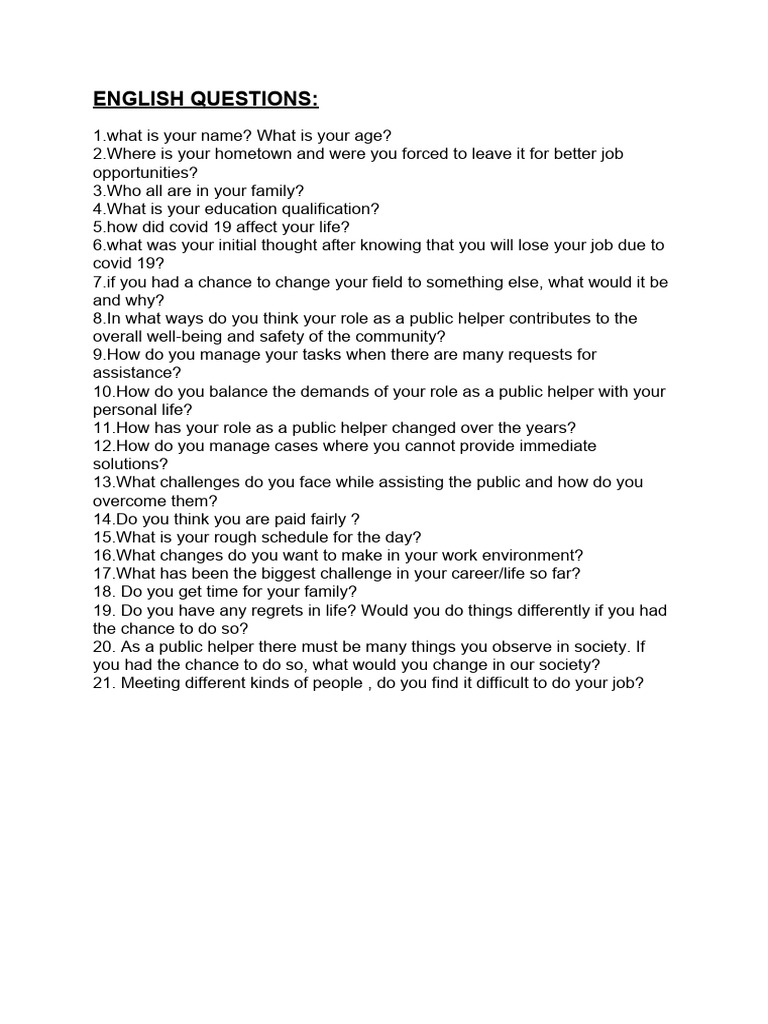 English Questions | PDF
