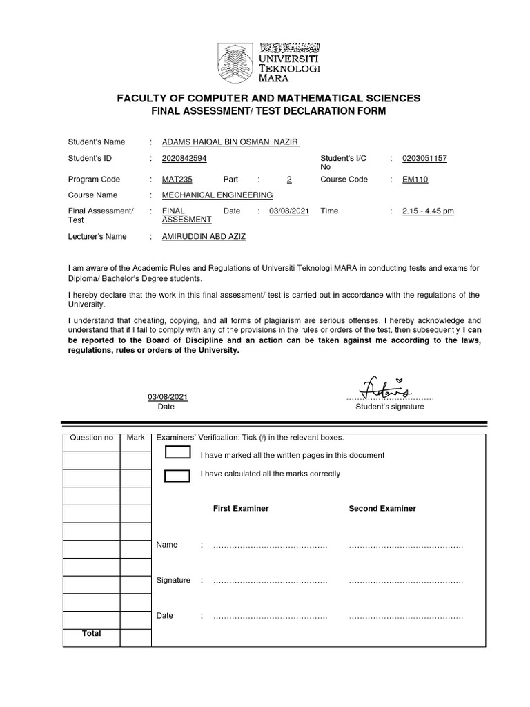 Final Assessment Test MAT235 | PDF