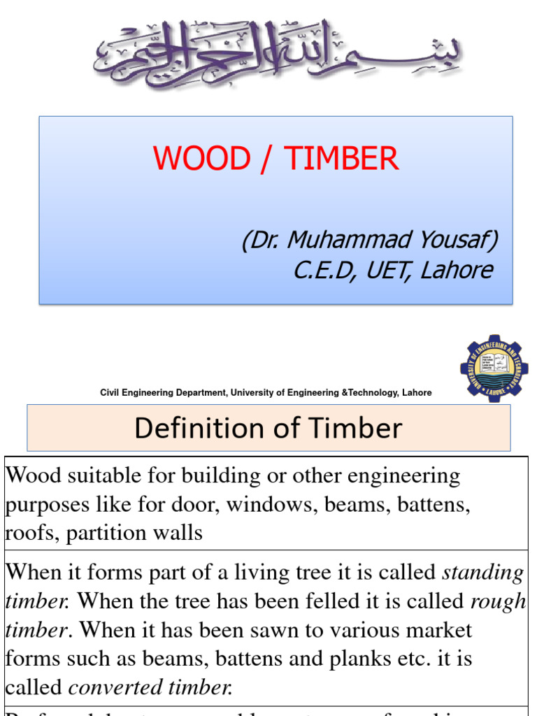 Lect#7 Timber | PDF | Plywood | Wood