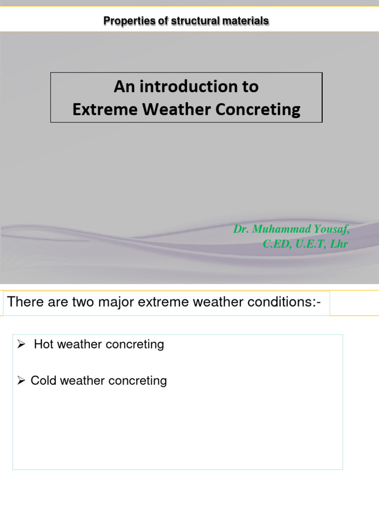 Lect# 3 Extreme Weather Concreting | PDF | Concrete | Cement