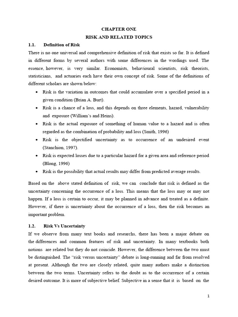 Risk Management Chapter One | PDF | Risk | Uncertainty Risk Management Chapter One | PDF | Risk | Uncertainty