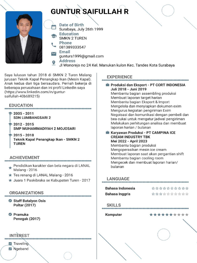 CV - Guntur Saifullah R | PDF