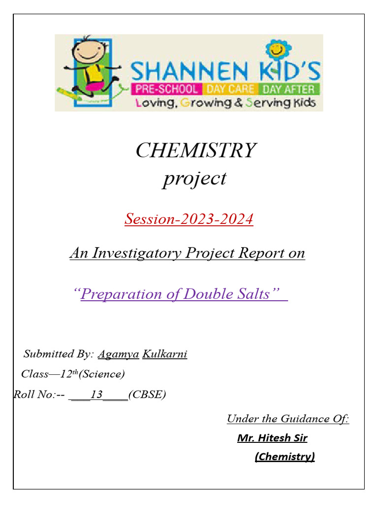 Preparation of Double Salts | PDF | Salt (Chemistry) | Molecules