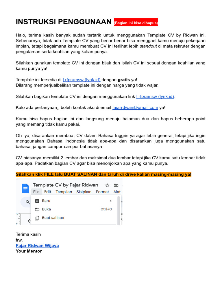 Template CV by Fajar Ridwan | PDF