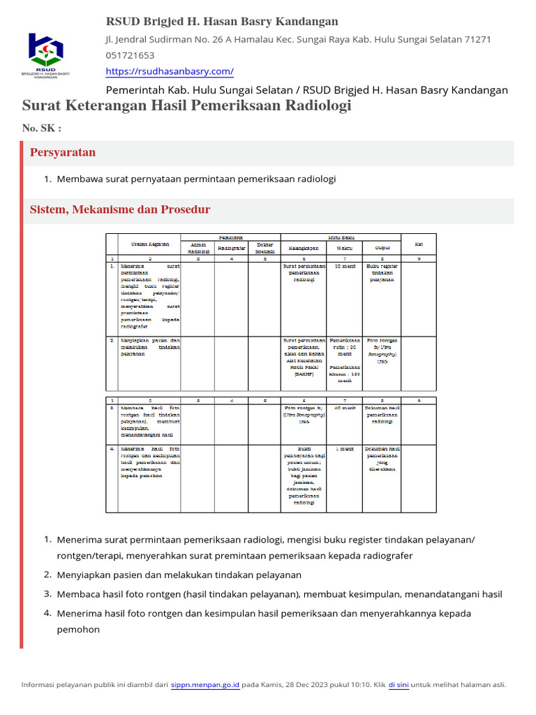 Unduh Standar Pelayanan - Surat Keterangan Hasil Pemeriksaan Radiologi ...