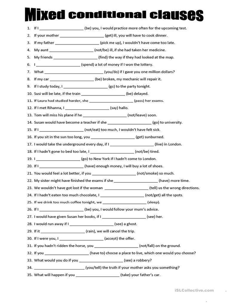 Mixed Conditionals: 1-2-3 | PDF