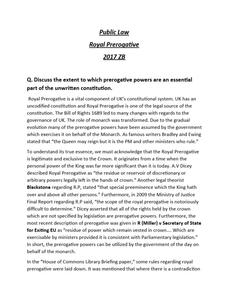 Royal Prerogative | PDF | Royal Assent | Constitution