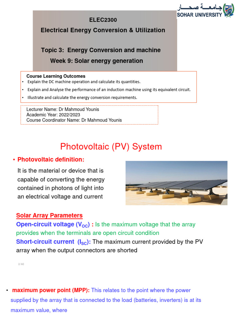 Solar Energy Conversion and PV Systems | PDF | Teaching Methods ...