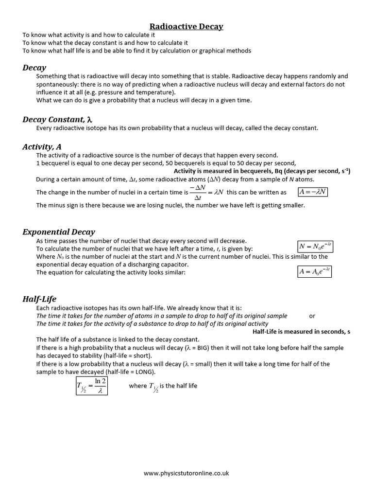 Radioactive Decay NOTES | PDF