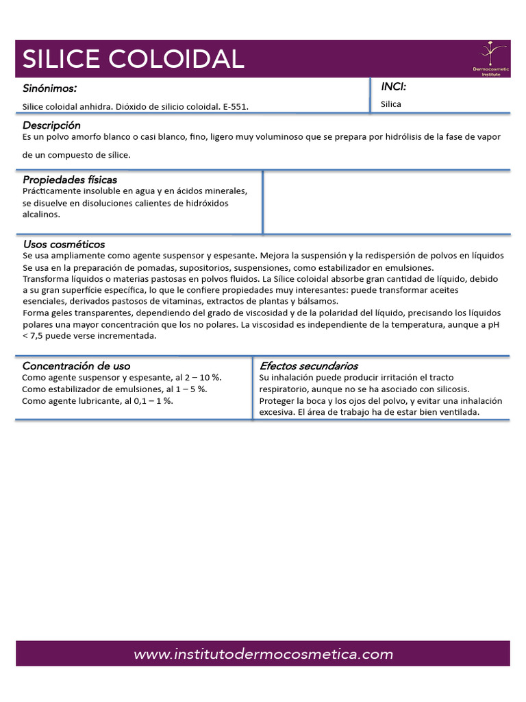 Ficha Silice Coloidal | PDF
