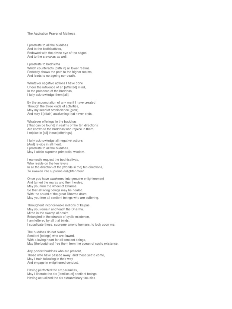 Aspiration Prayer for Enlightenment | PDF | Bodhisattva | Buddhahood