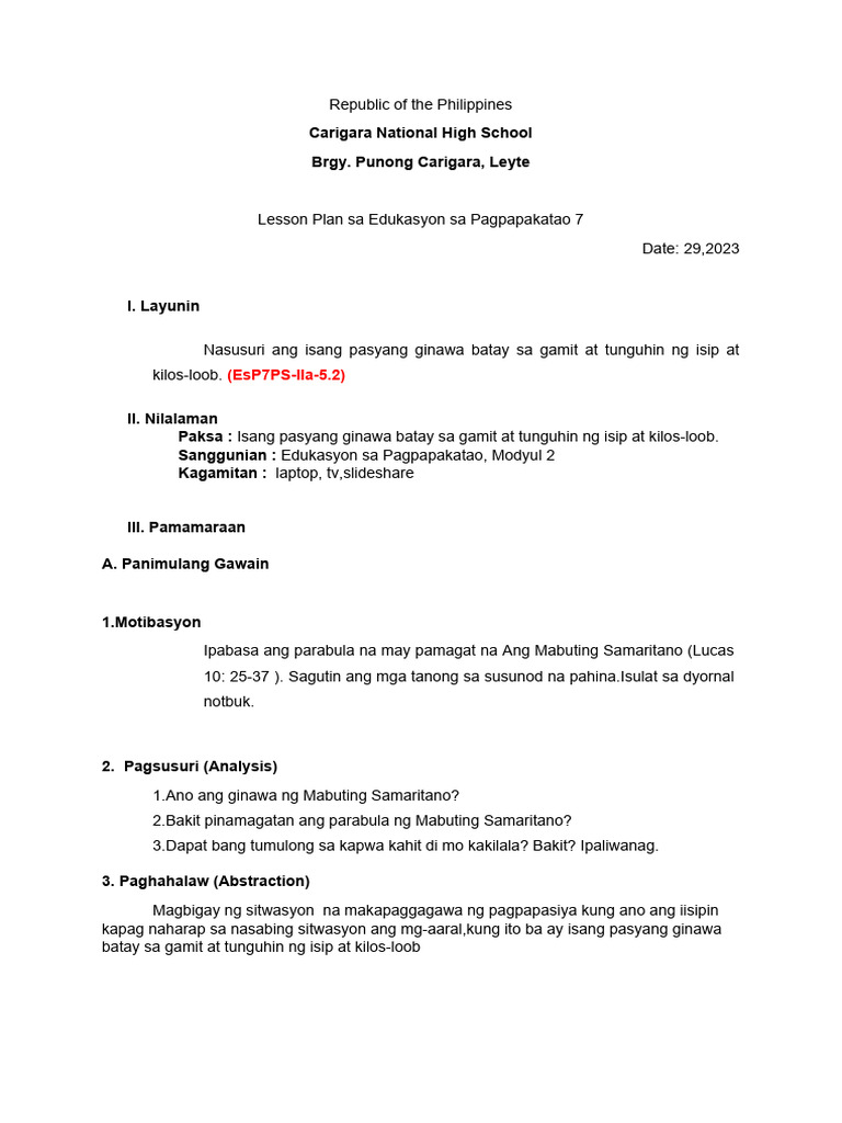 ESP Q2-M1-Pasya Gamit Ang Isip at Tunguhin NG Isip | PDF