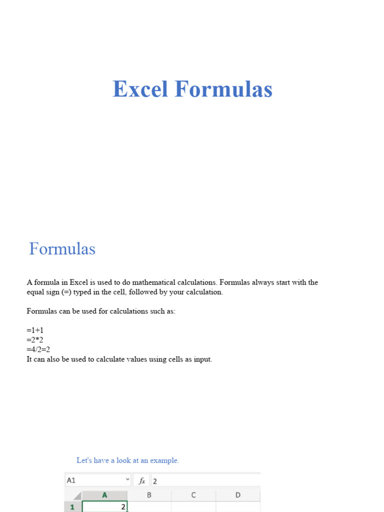 Excel Formulas | PDF