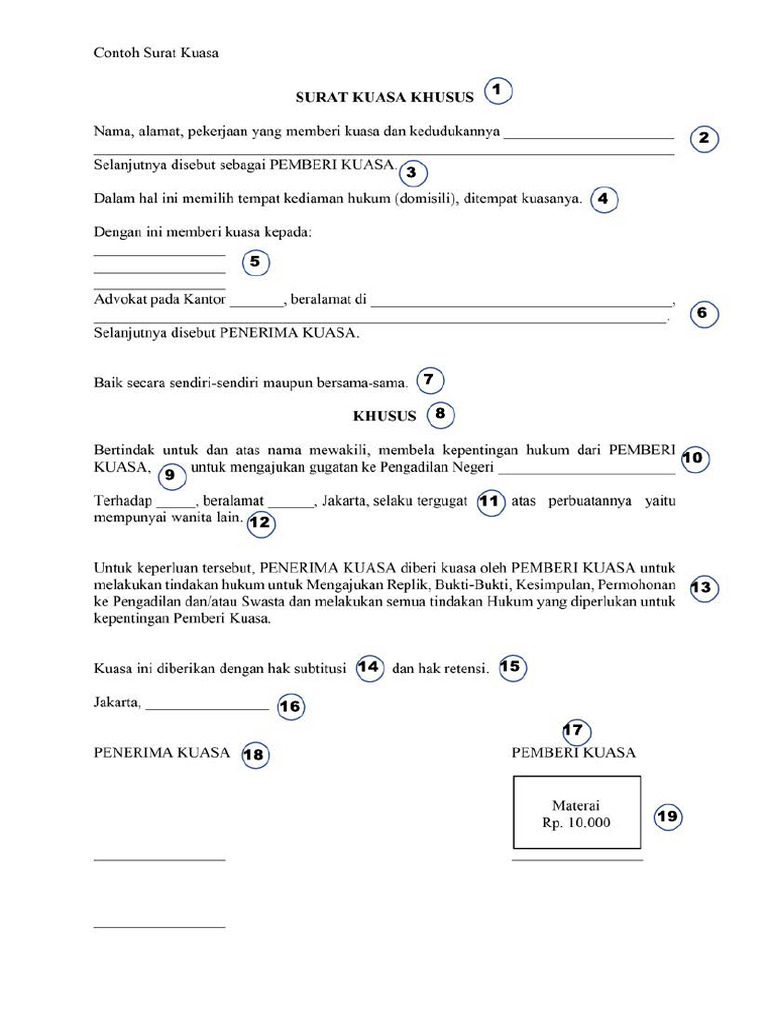 19 Komponen Surat Kuasa Dan Gugatan | PDF