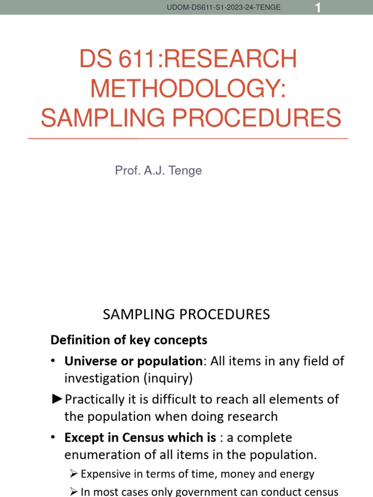 DS 611-Sampling Designs and Procedures-051223 | PDF