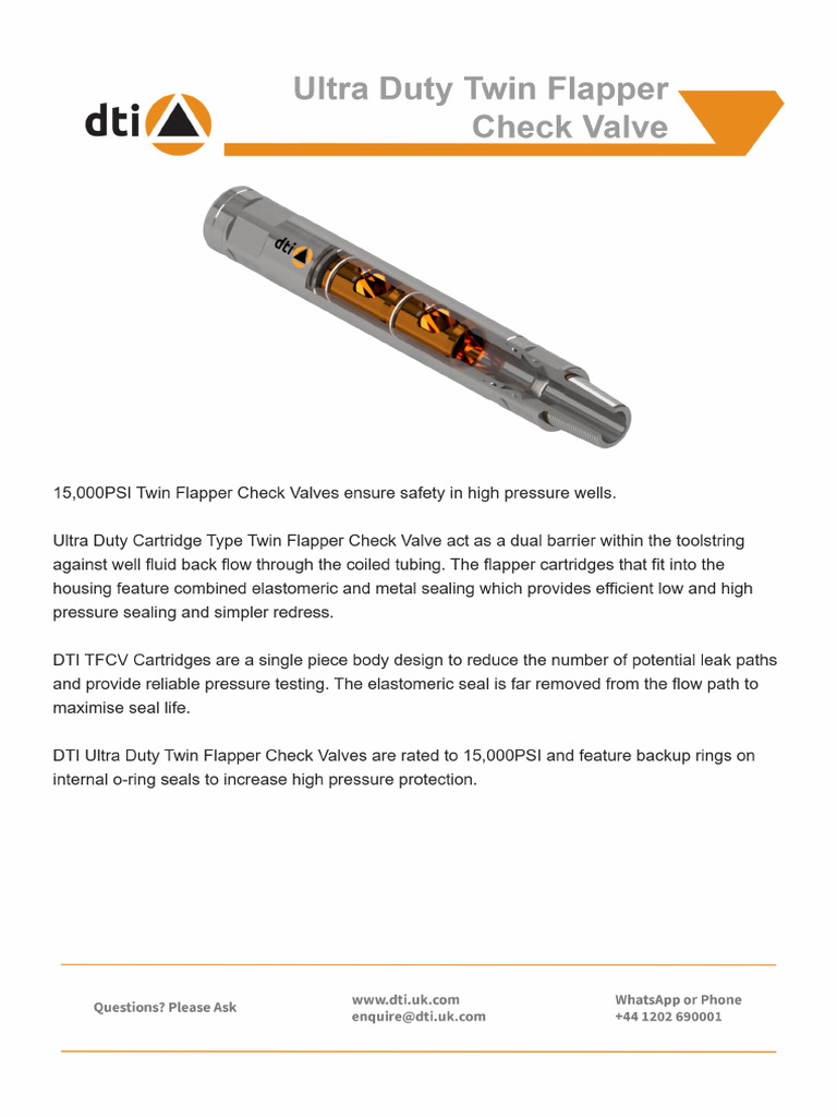 DTI DataSheet - Ultra Duty Twin Flapper Check Valve | PDF