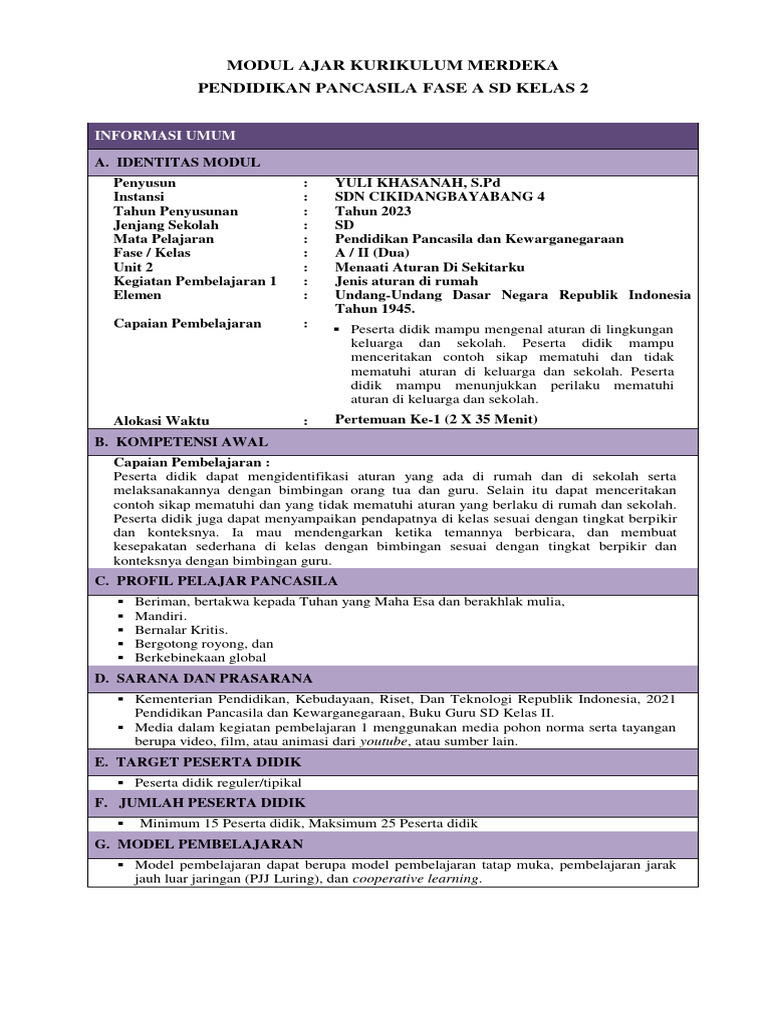 Modul Ajar Kelas 2 Bulan Desember | PDF