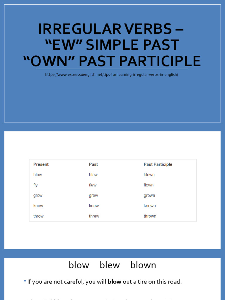 Irregular Verbs - Ew Simple Past - Own Past Participle | PDF | Travel