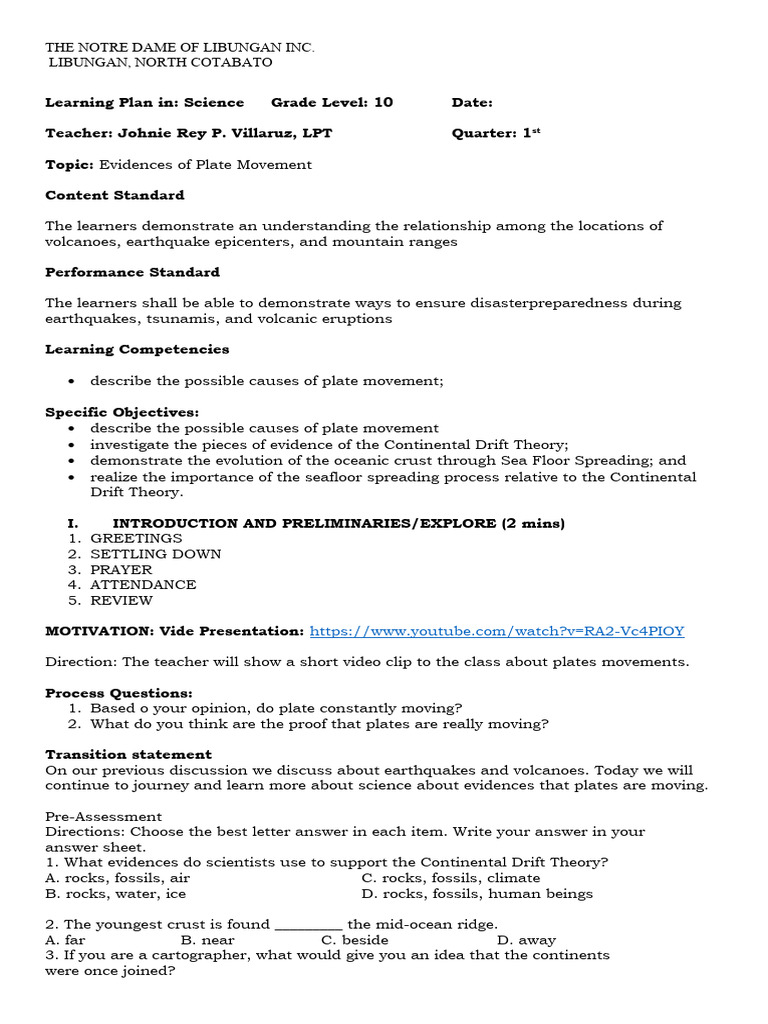 LP-G10 - Evidence of Plate Movement | PDF