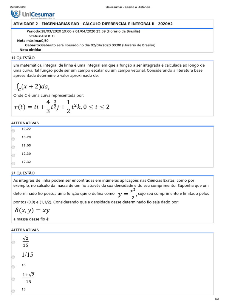Atividade 2 Calculo Eng Civil | PDF