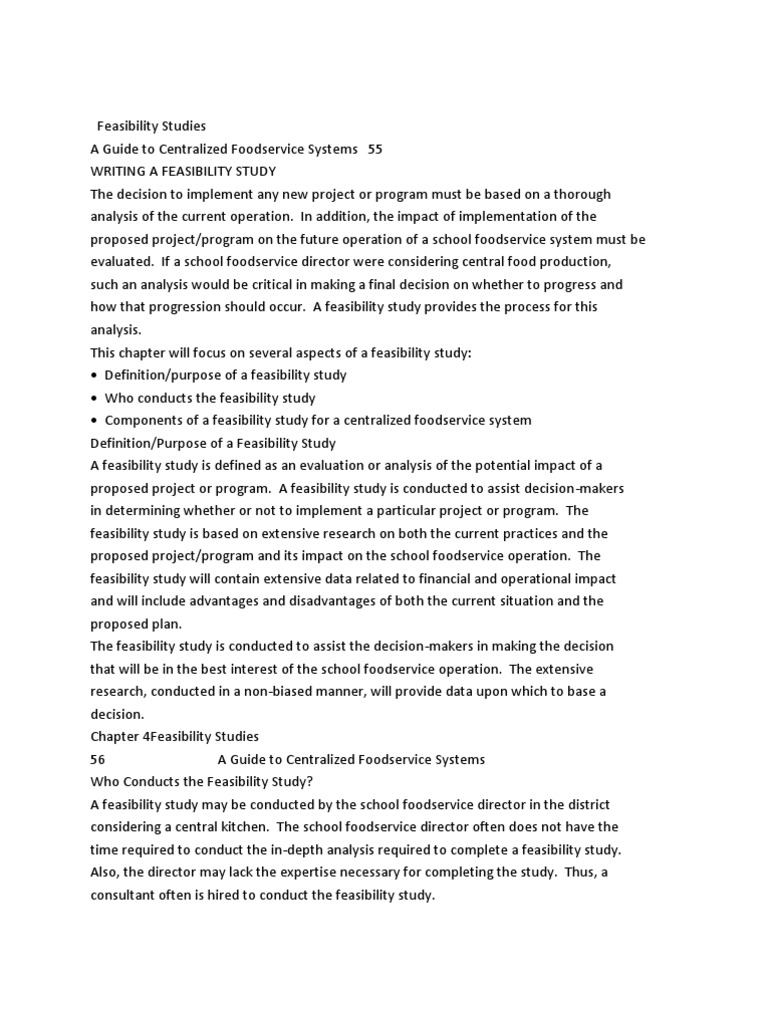 Feasibility Study for School Foodservice | PDF | Feasibility Study ...