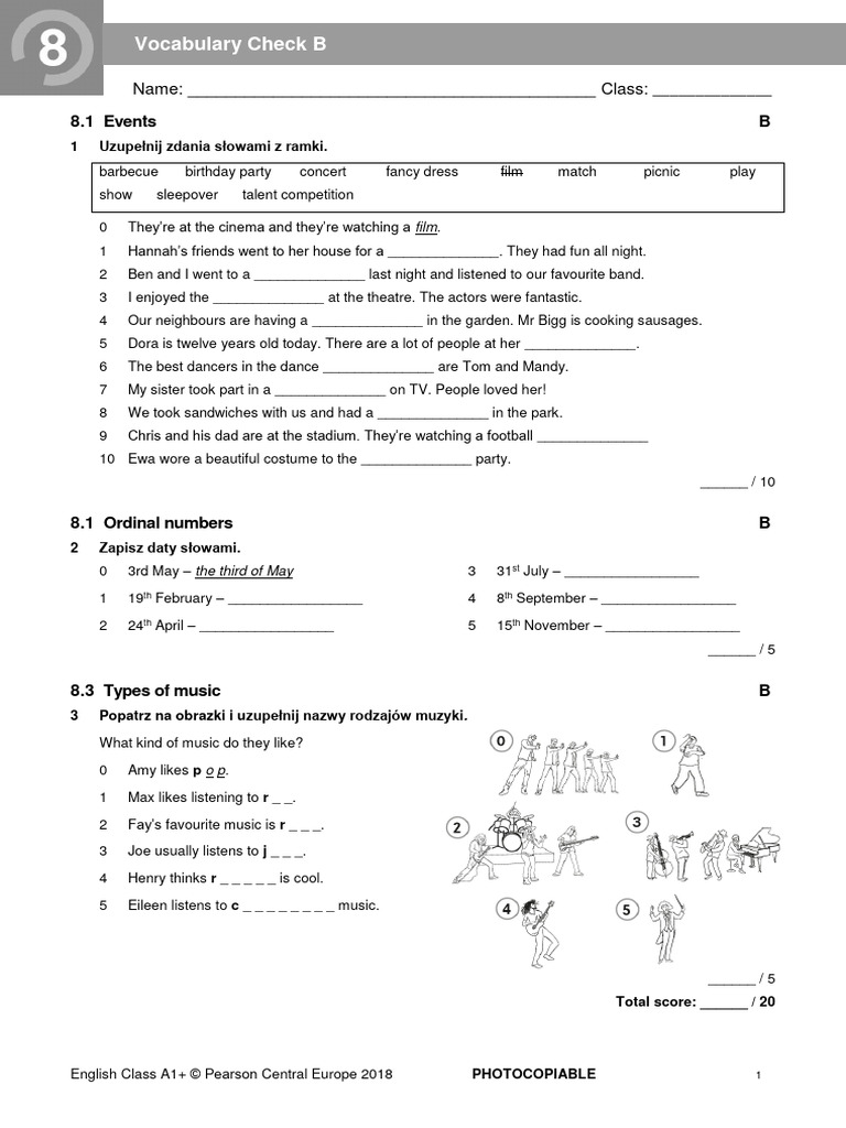 EC - A1P - Vocabulary Check 8B | PDF